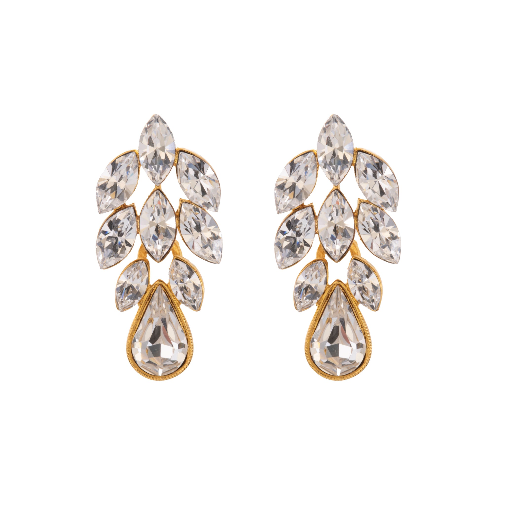 Indra Gold Crystal Drop Earrings for Brides | Ben-Amun Jewelry