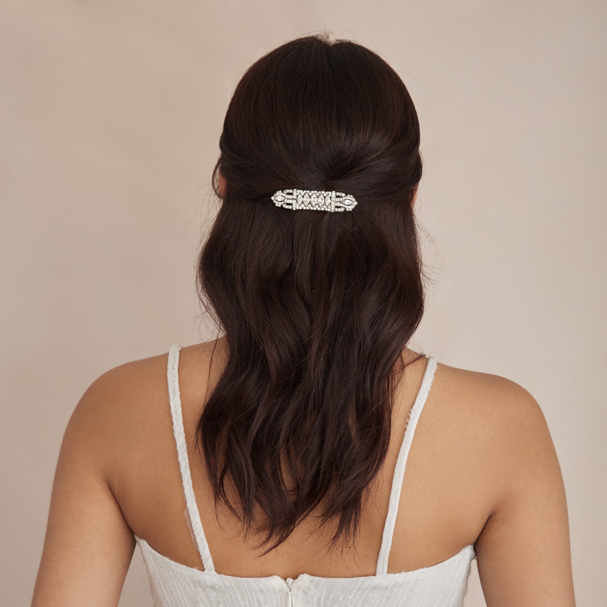 Mallory Silver Crystal Hair Barrette for Women | Ben-Amun Jewelry