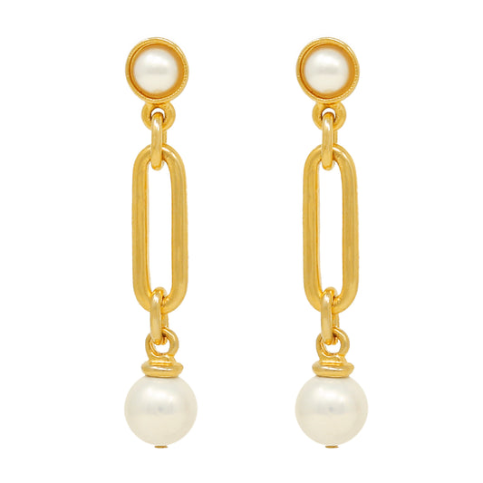 Sana Long Gold Drop Down Crystal Bridal Earrings | Ben-Amun Jewelry